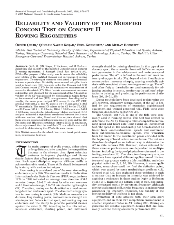 (PDF) Reliability and Validity of the Modified Conconi Test on Concept ...