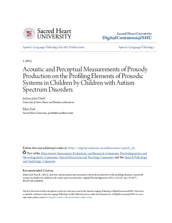 (PDF) Acoustic and perceptual measurements of prosody production on the ...