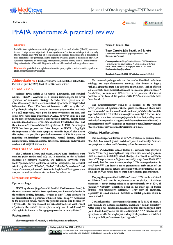 (PDF) PFAPA syndrome: A practical review