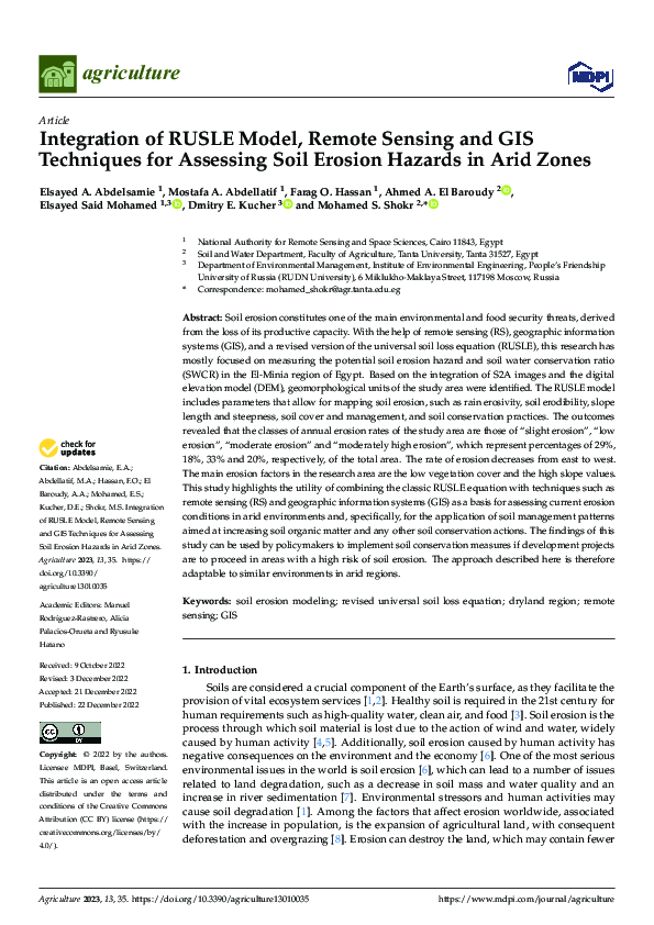 (PDF) Integration of RUSLE Model, Remote Sensing and GIS Techniques for ...