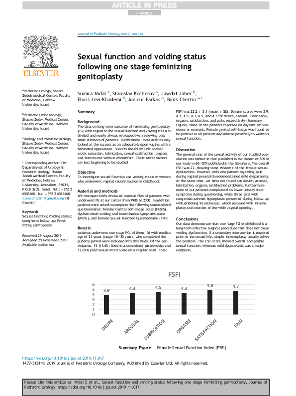 (PDF) Sexual function and voiding status following one stage feminizing ...
