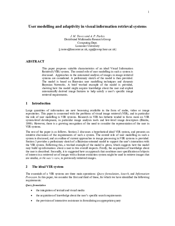 (PDF) User modelling and adaptivity in visual information retrieval systems