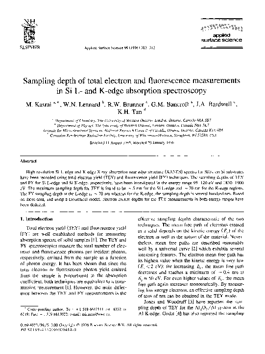 (PDF) Sampling depth of total electron and fluorescence measurements in ...