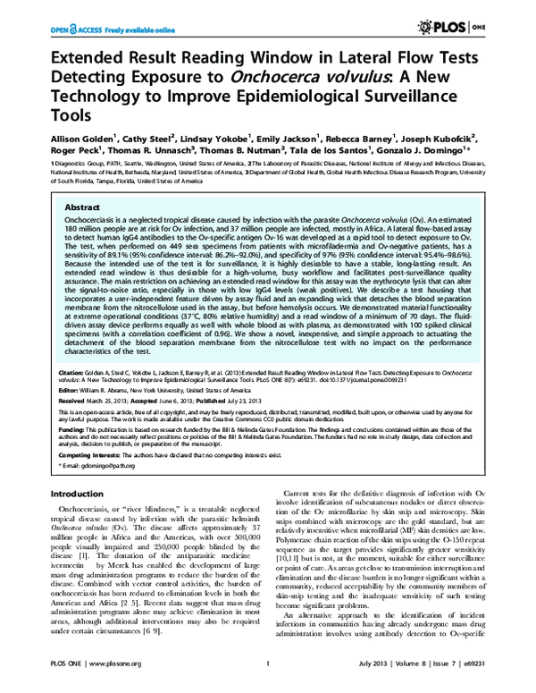 (PDF) Extended Result Reading Window in Lateral Flow Tests Detecting ...