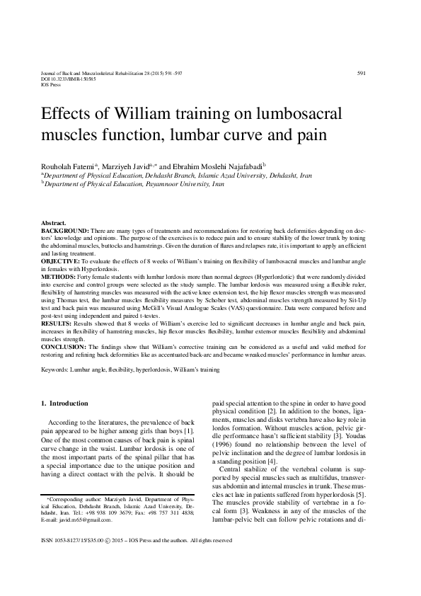 (PDF) Effects of William training on lumbosacral muscles function ...