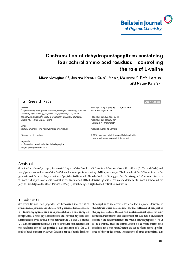 (PDF) Conformation of dehydropentapeptides containing four achiral ...