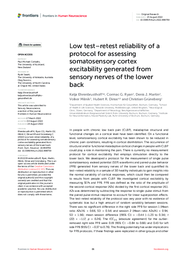 (PDF) Low test–retest reliability of a protocol for assessing ...