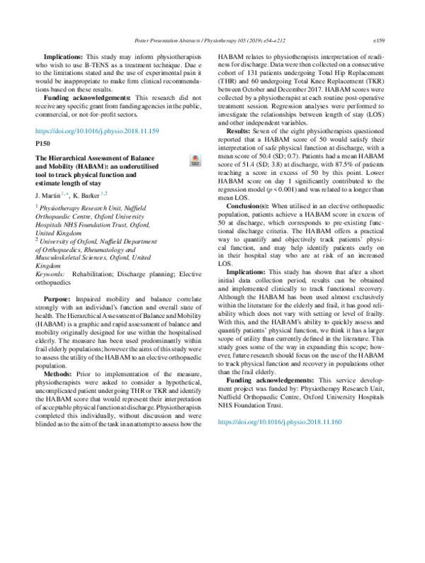 Pdf A Hierarchical Assessment Of Balance And Mobility