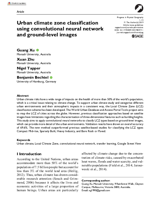 (PDF) Urban climate zone classification using convolutional neural network and ground-level images