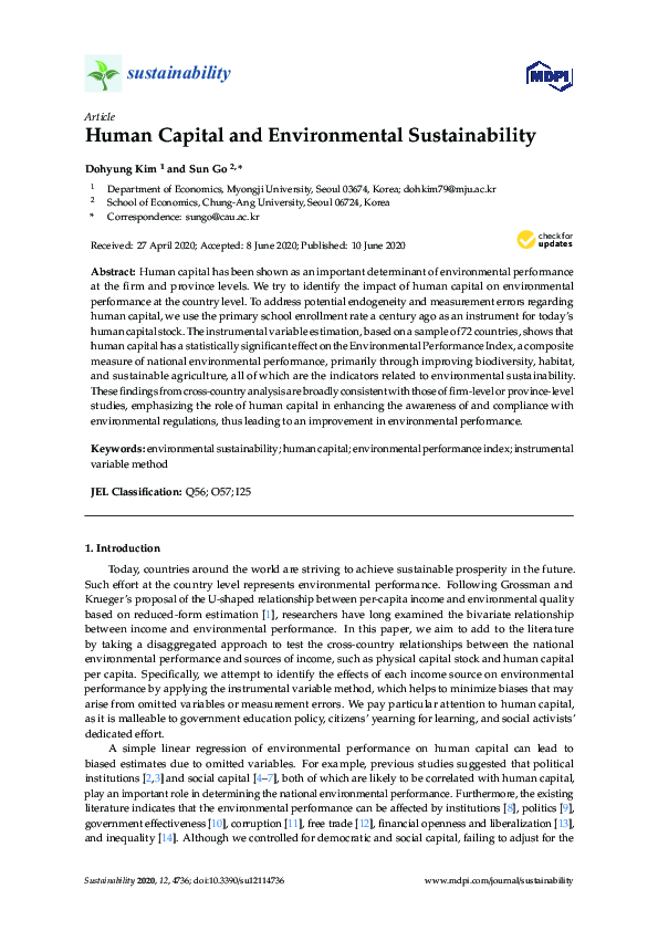 (PDF) Human Capital and Environmental Sustainability