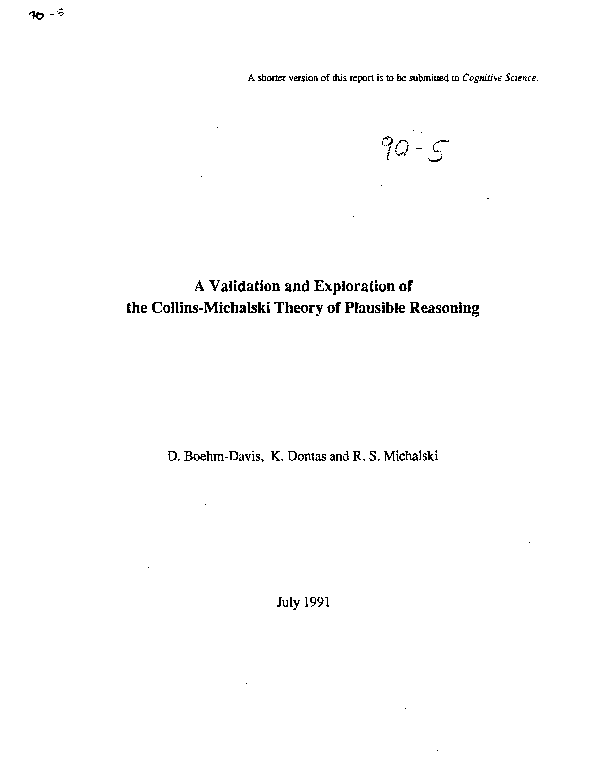(PDF) A Validation and Exploration of the Collins-Michalski Theory of Plausible Reasoning