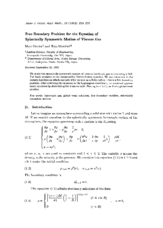 (PDF) Free boundary problem for the equation of spherically symmetric ...