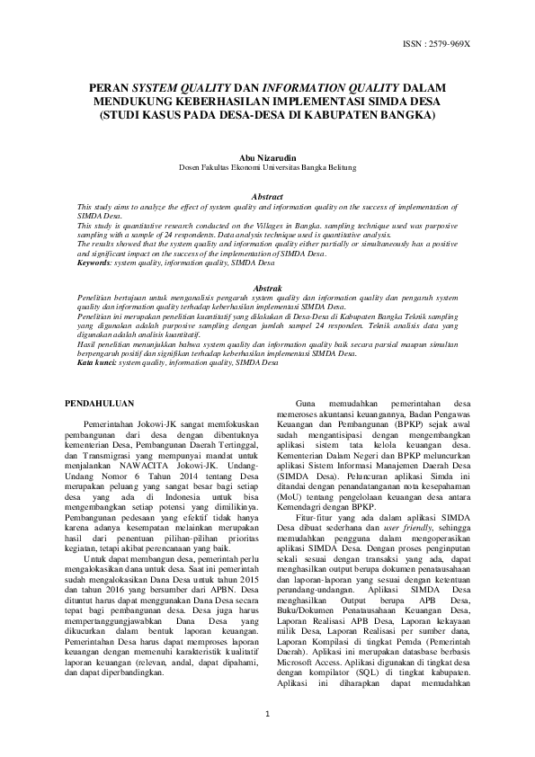 (PDF) Peran System Quality Dan Information Quality Dalam Mendukung ...