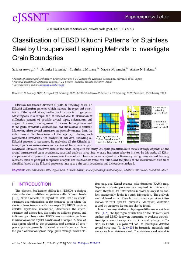 (PDF) Classification of EBSD Kikuchi Patterns for Stainless Steel by ...