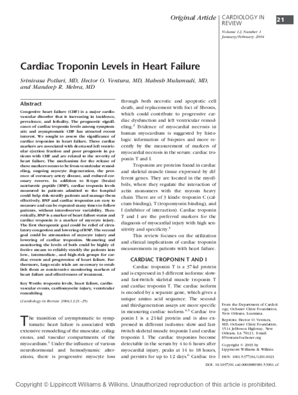 (PDF) Cardiac Troponin Levels in Heart Failure
