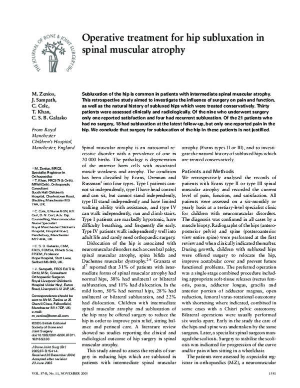 (PDF) Operative treatment for hip subluxation in spinal muscular ...