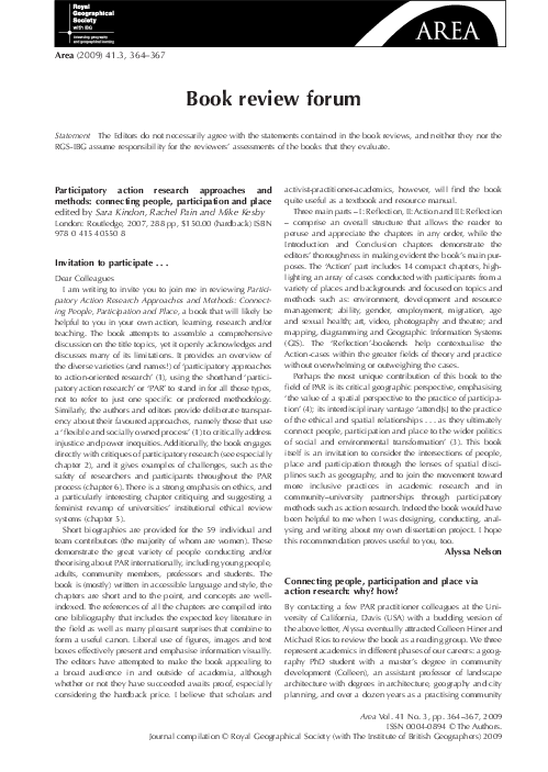 (PDF) Participatory action research approaches and methods: connecting ...