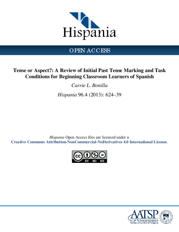 (PDF) Tense or Aspect?: A Review of Initial Past Tense Marking and Task ...