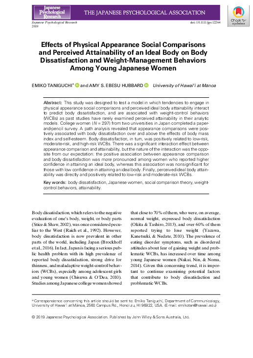 (PDF) Effects of Physical Appearance Social Comparisons and Perceived ...