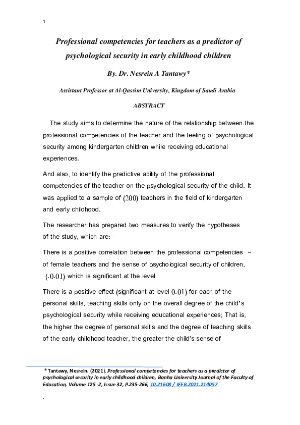 (PDF) Professional competencies for teachers as a predictor of ...