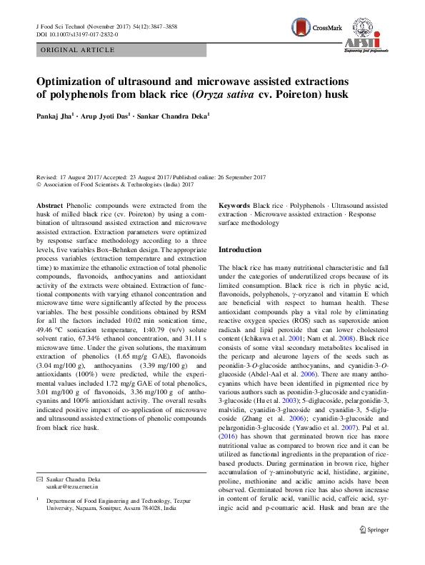 (PDF) Optimization of ultrasound and microwave assisted extractions of polyphenols from black ...