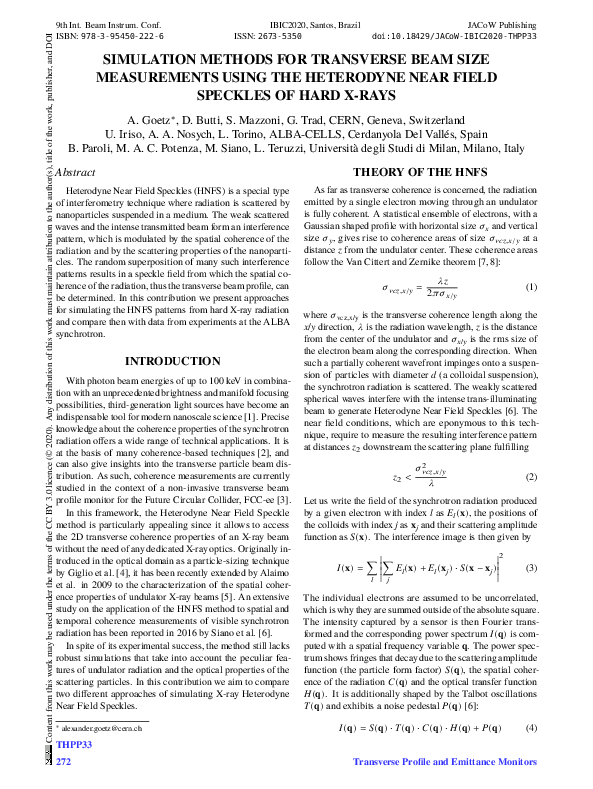 (PDF) Simulation Methods for Transverse Beam Size Measurements Using the Heterodyne Near Field ...