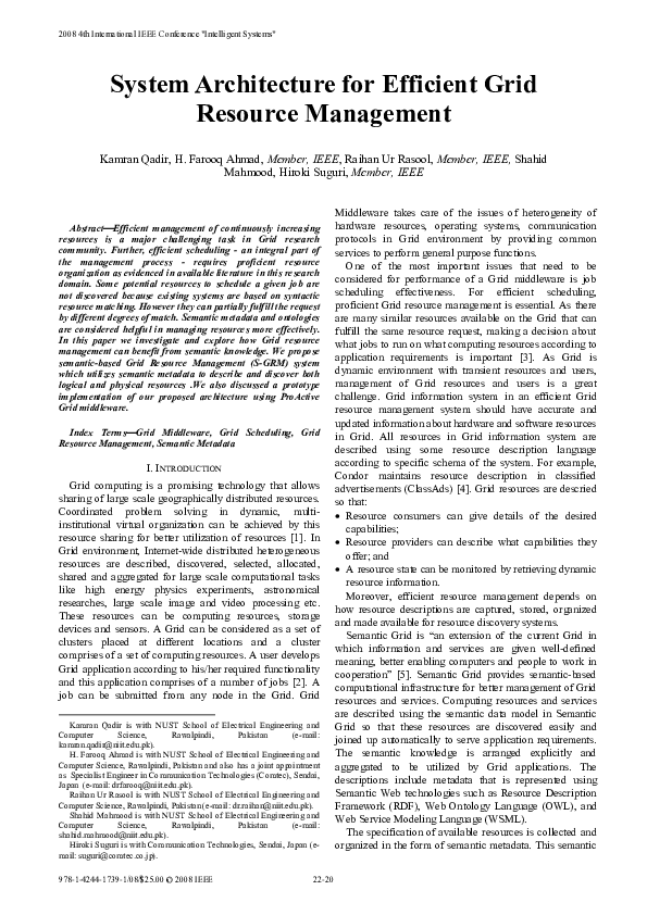 (PDF) System architecture for efficient Grid Resource Management