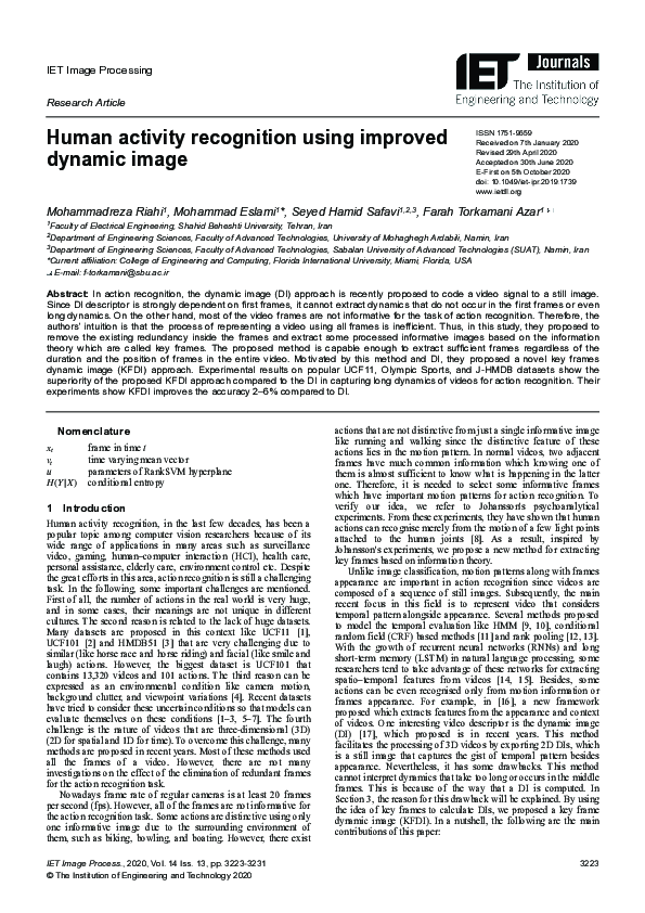 (PDF) Human activity recognition using improved dynamic image
