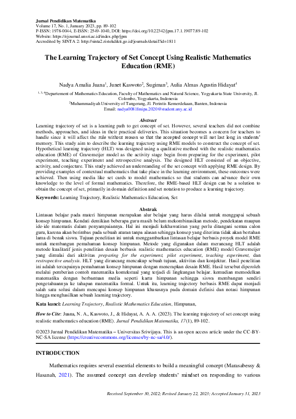 (PDF) The Learning Trajectory of Set Concept Using Realistic ...