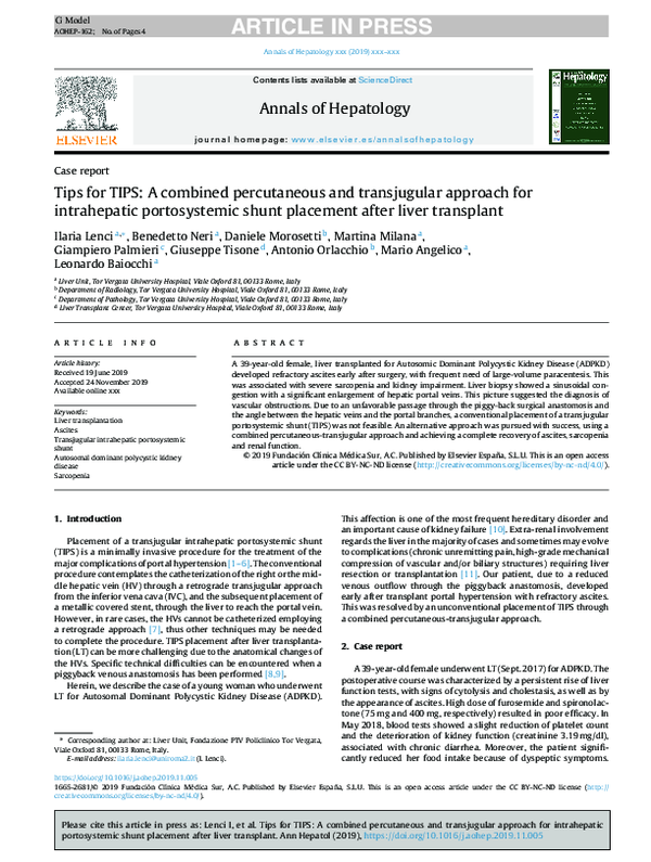 (PDF) Tips for TIPS: A combined percutaneous and transjugular approach ...