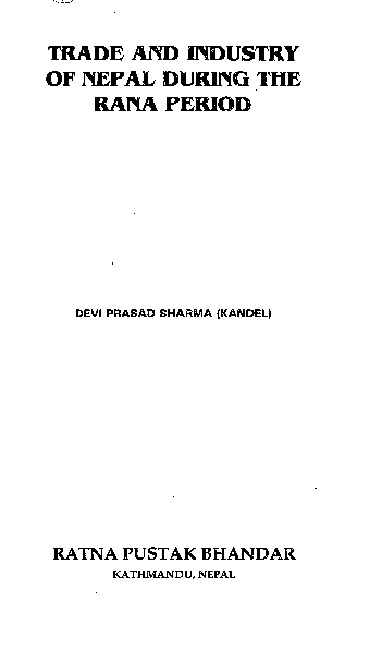 (PDF) Trade and industry of Nepal during the Rana period