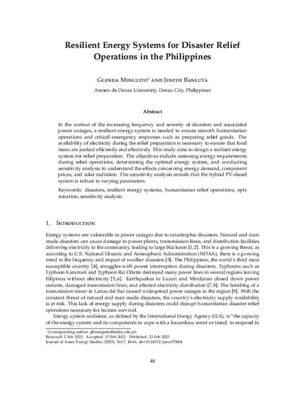 (PDF) Resilient Energy Systems for Disaster Relief Operations in the ...