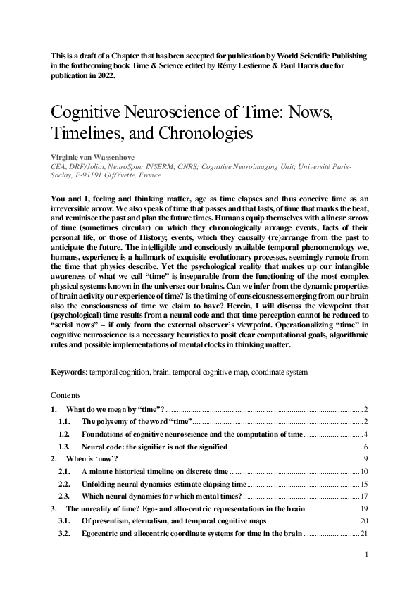 (PDF) Cognitive Neuroscience of Time: Nows, Timelines, and Chronologies ...