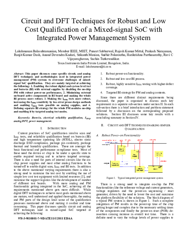 (PDF) Circuit and DFT techniques for robust and low cost qualification of a mixed-signal SoC ...