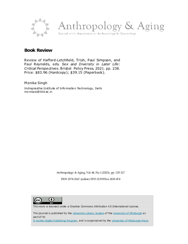 Pdf Book Review Sex And Diversity In Later Life Critical Perspectives