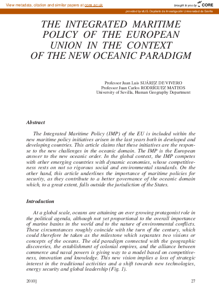 (PDF) The integrated maritime policy of the European Union in the ...