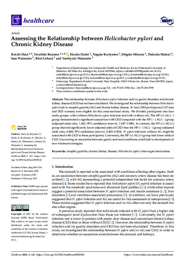 (PDF) Assessing the Relationship between Helicobacter pylori and Chronic Kidney Disease