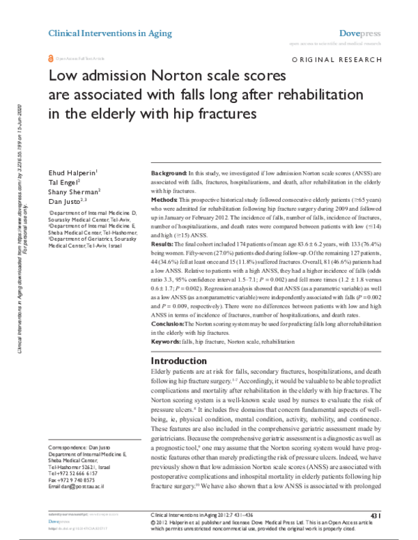 (PDF) Low admission Norton scale scores are associated with falls long ...