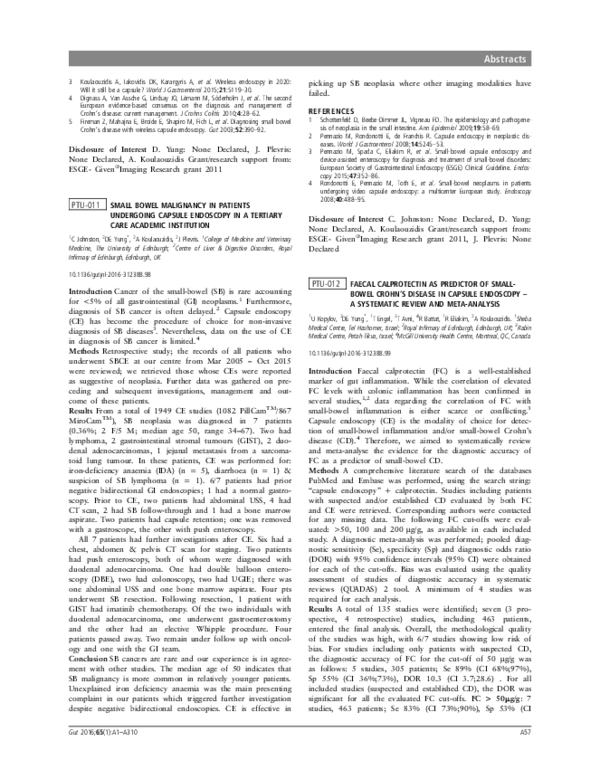 (PDF) PTU-012 Faecal Calprotectin as Predictor of Small-Bowel Crohn’s Disease in Capsule ...
