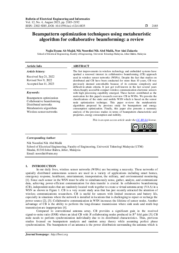 Pdf Beampattern Optimization Techniques Using Metaheuristic Algorithm