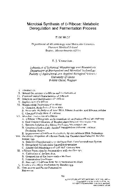 (PDF) Microbial Synthesis of d-Ribose: Metabolic Deregulation and ...