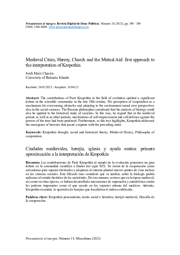 (PDF) Medieval Cities, Heresy, Church and the Mutual Aid: first ...