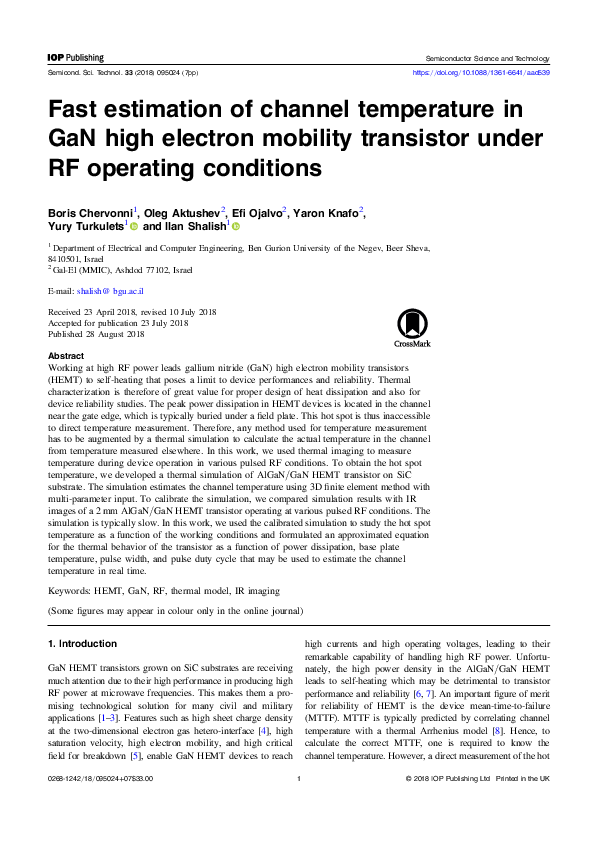 (PDF) Fast estimation of channel temperature in GaN high electron ...