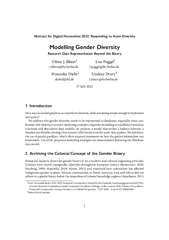 (PDF) Modelling Gender Diversity: Research Data Representation Beyond ...