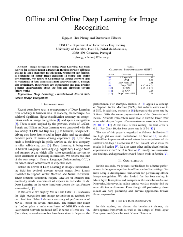 (PDF) Offline and Online Deep Learning for Image Recognition