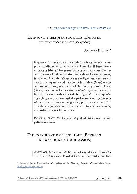(PDF) La insoslayable meritocracia. (Entre la indignación y la compasión)
