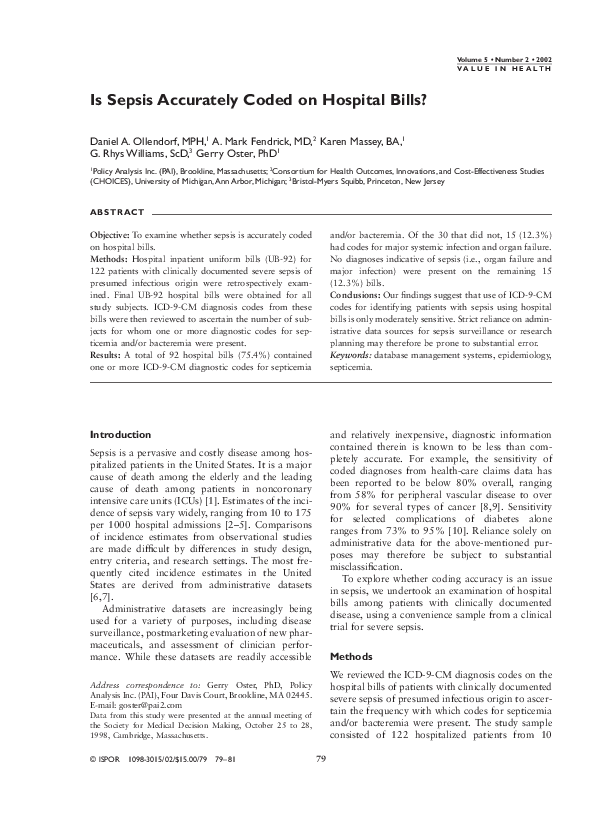 (PDF) Is Sepsis Accurately Coded on Hospital Bills?