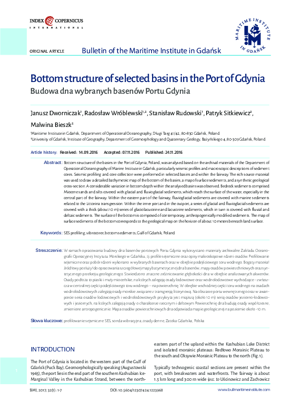 (PDF) Bottom structure of selected basins in The Port of Gdynia