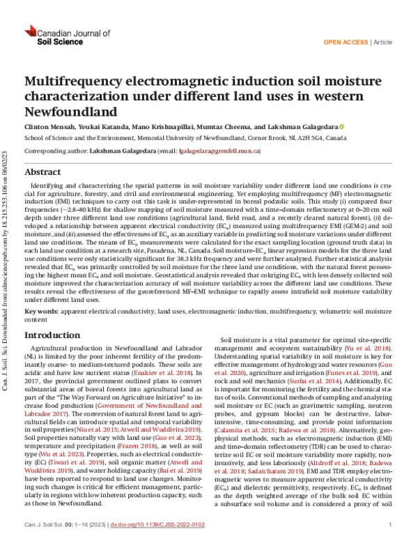 (PDF) Multifrequency electromagnetic induction soil moisture characterization under different ...