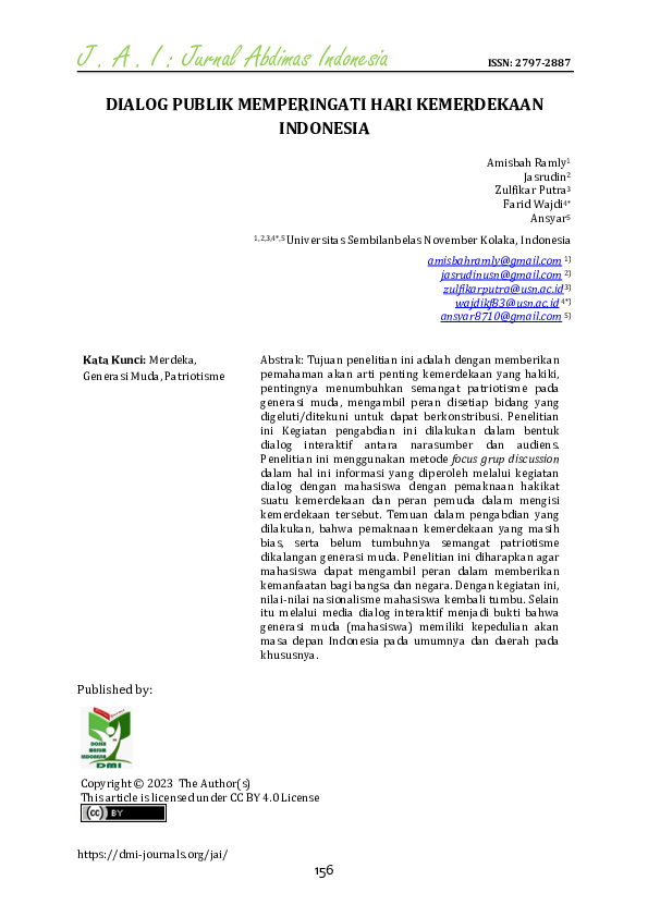 (PDF) Dialog Publik Memperingati Hari Kemerdekaan Indonesia